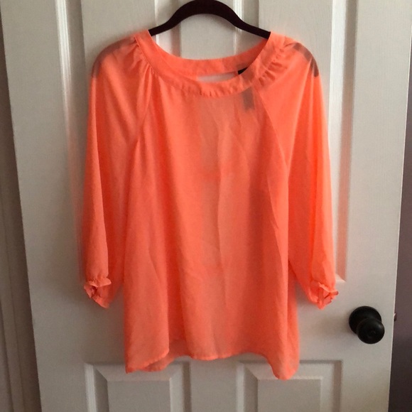 Tops | Sheer Peach Top With Open Back Panels | Poshmark